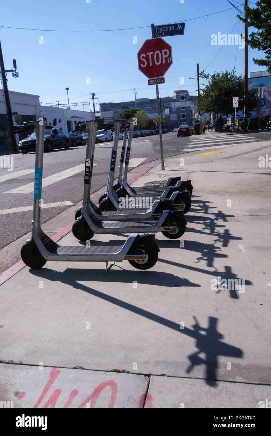 E-scooters, Art District, Los Angeles, California, United States of ...