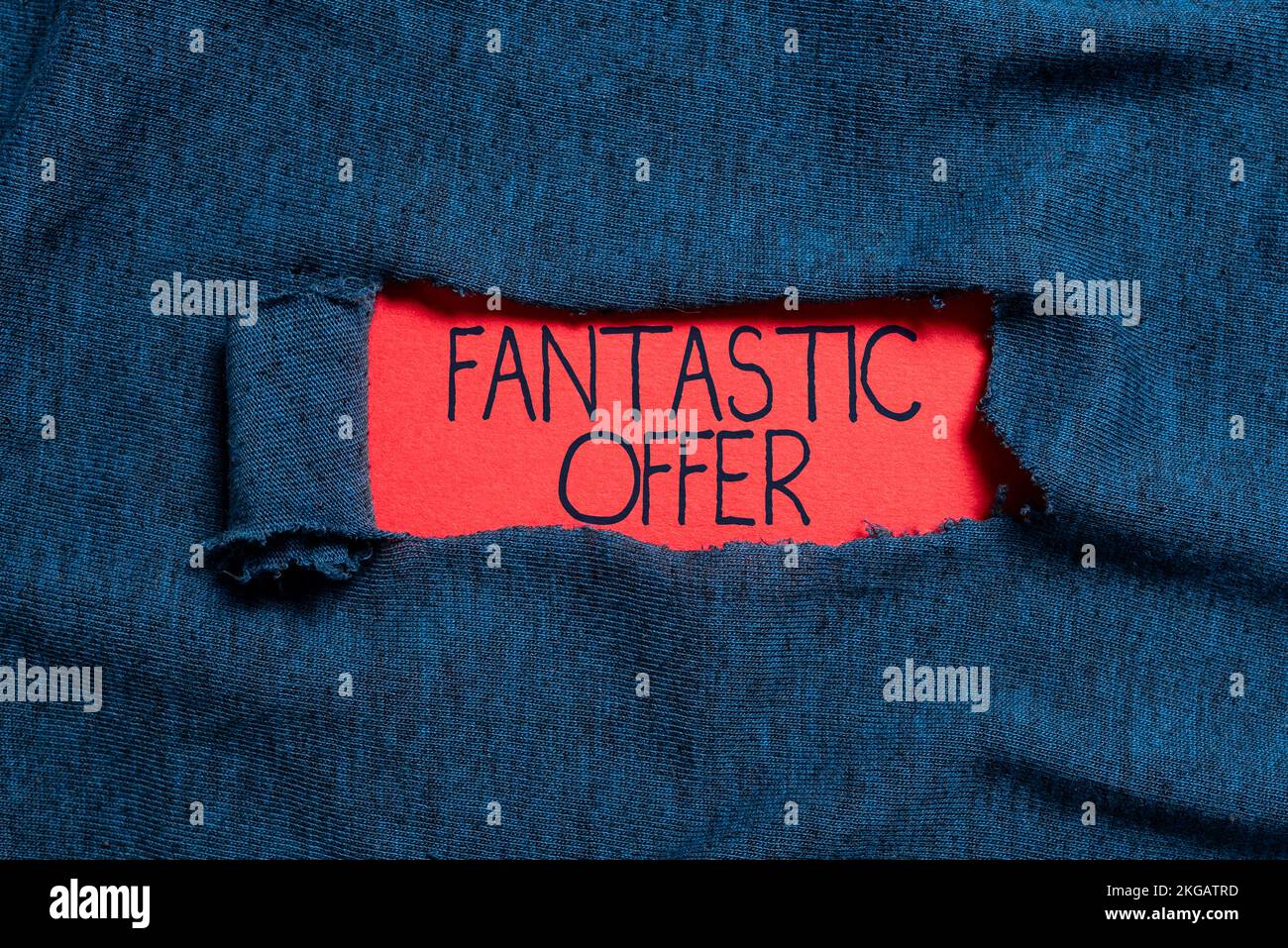 Sign displaying Fantastic Offer. Internet Concept the seller accepts ...