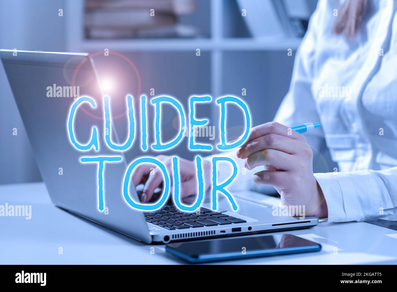 Hand writing sign Guided Tour. Business concept advice or information ...