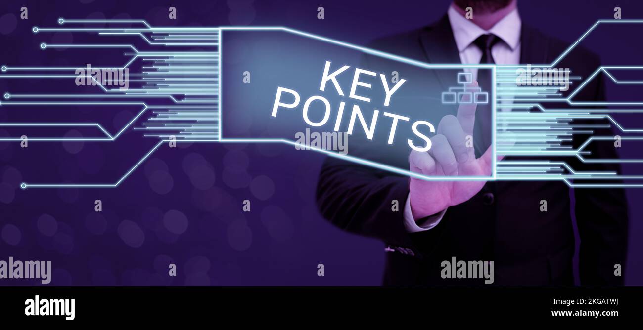 Text caption presenting Key Points. Business concept most important ...
