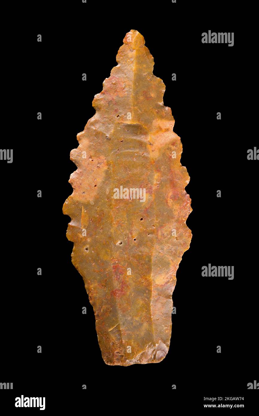Neolithic period knife on flint blade found in North Africa. This tool ...