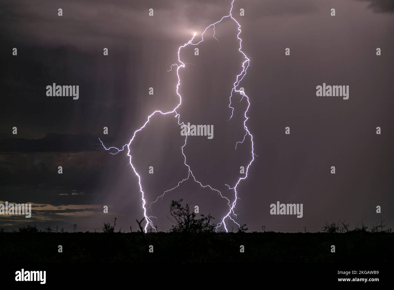Intense lightning strike from a monsoon thunderstorm near Tucson ...