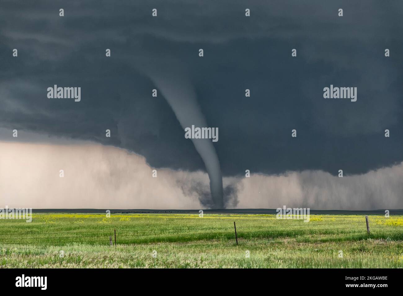 Tornado over the prairies of eastern Montana, USA. A tornado is a ...