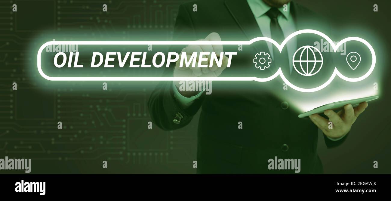 Conceptual caption Oil Development. Concept meaning act or process of ...