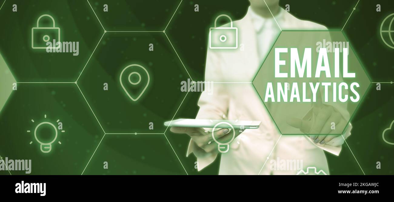 Hand writing sign Email Analytics. Word Written on way to break down open rate to give insights ...