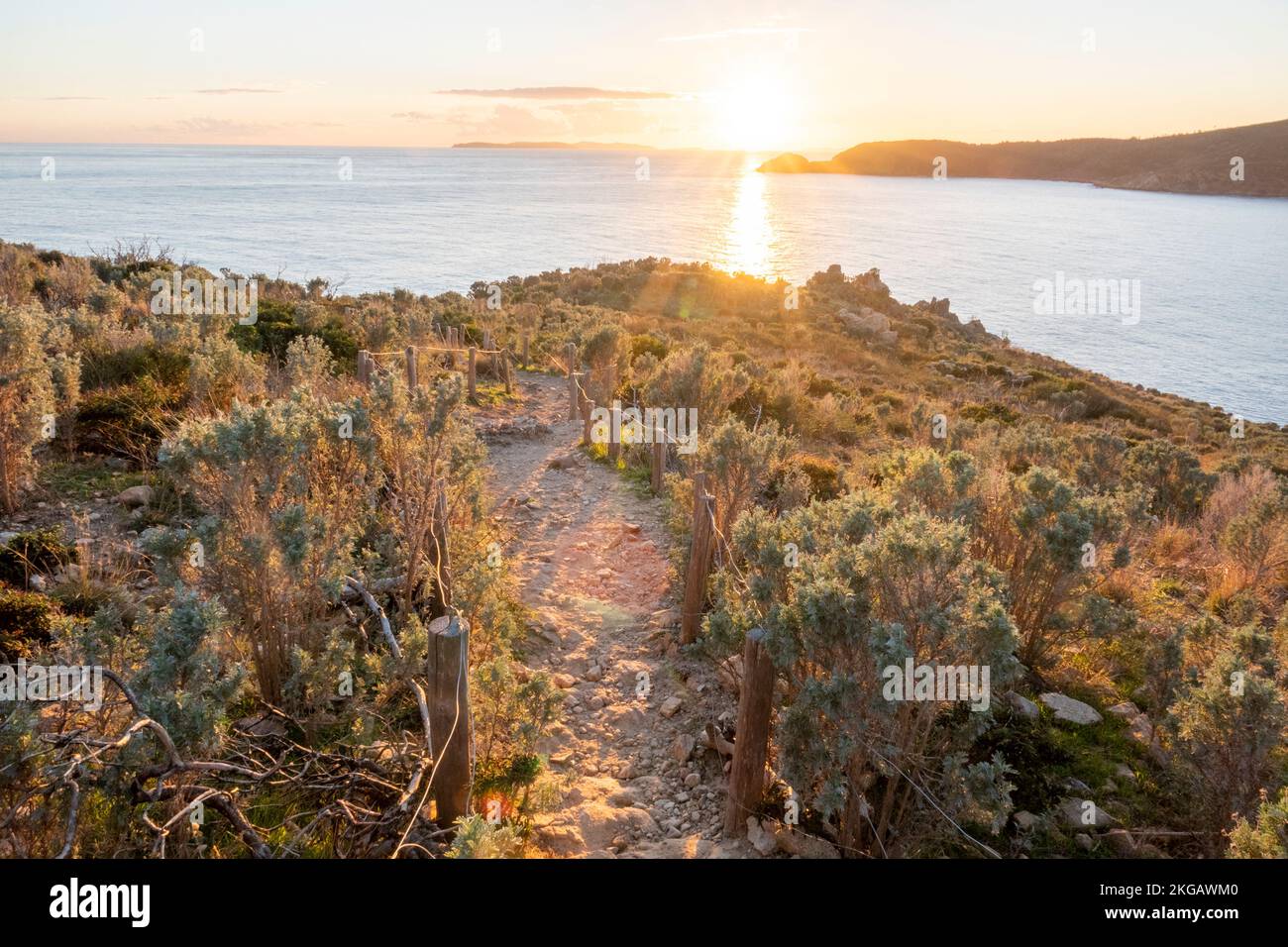 Sunset on the sea view from Cape Taillat, in Ramatuelle, French Riviera ...