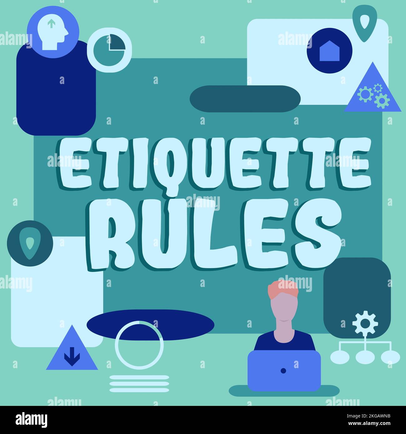 Hand writing sign Etiquette Rules. Business overview customs that ...