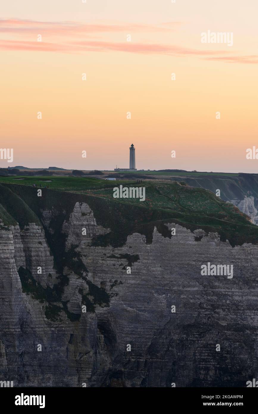 Antifer lighthouse, dusk, Cap d'Antifer, Alabaster coast, La Côte d ... Antifer lighthouse, dusk, Cap d'Antifer, Alabaster coast, La Côte d ...