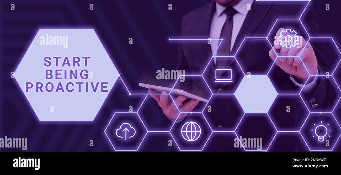 Text showing inspiration Start Being Proactive. Word Written on Control ...