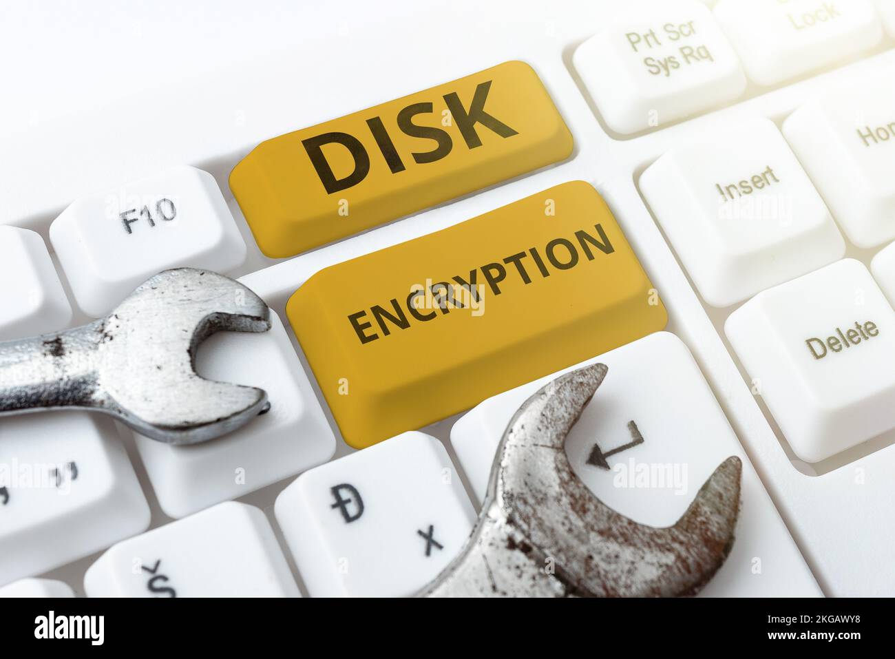 Text showing inspiration Disk Encryption. Business idea the security mechanism used to protect ...