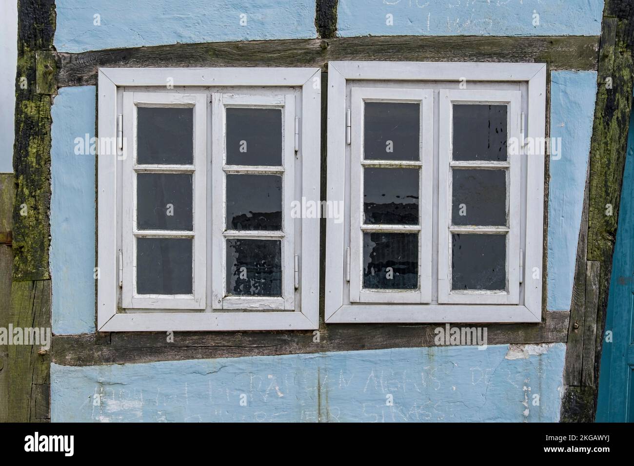 Window in a historic half-timbered house, Schiefes Haus, Old Town ...