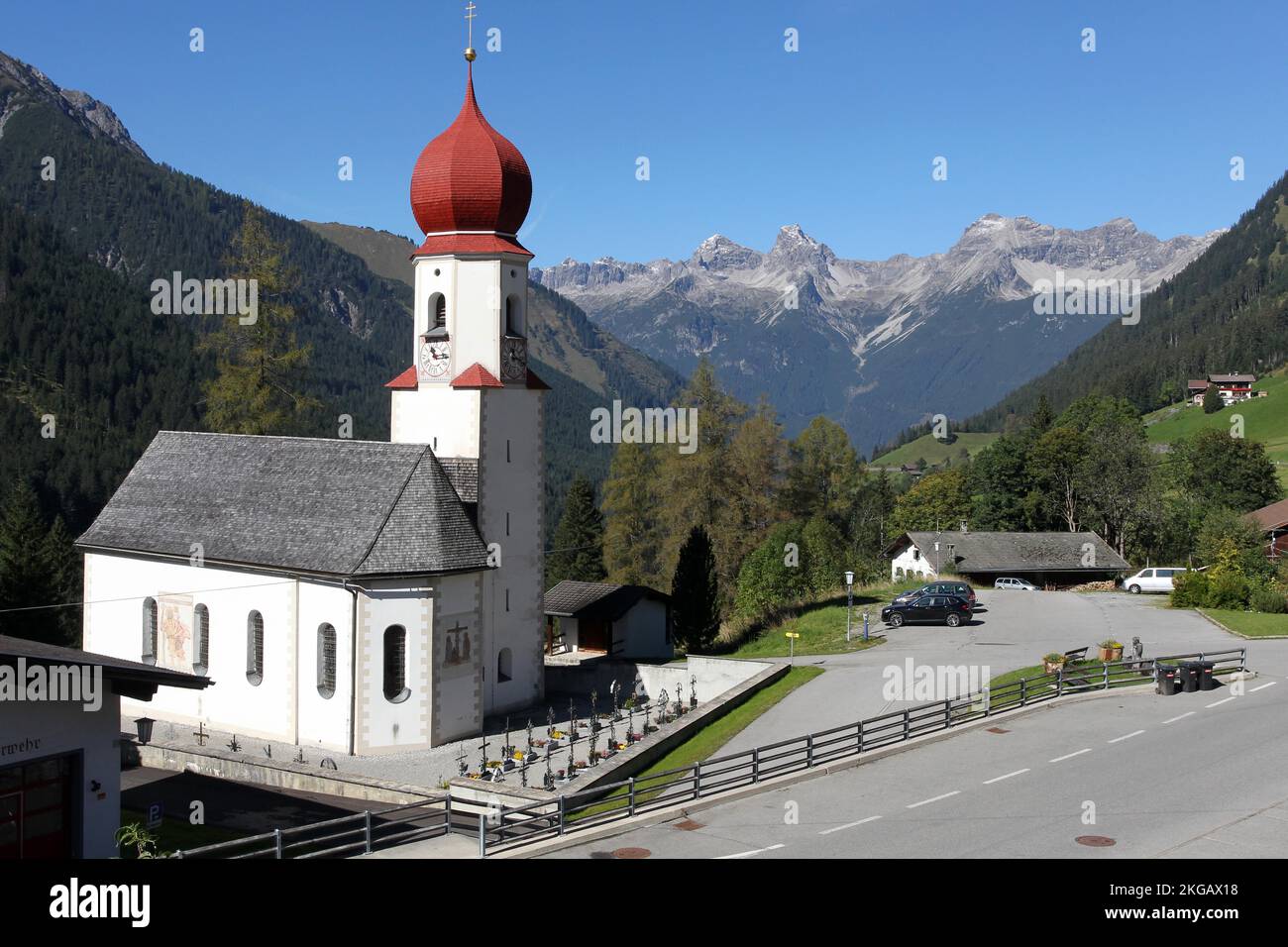 Maria Schnee pilgrimage church in Bschlabs in the upper Lechtal valley ...