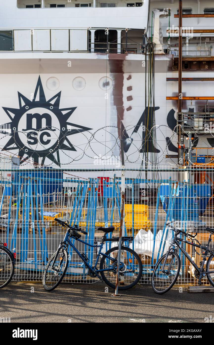 The cruise ship MSC Euribia is seen during its construction at the ...