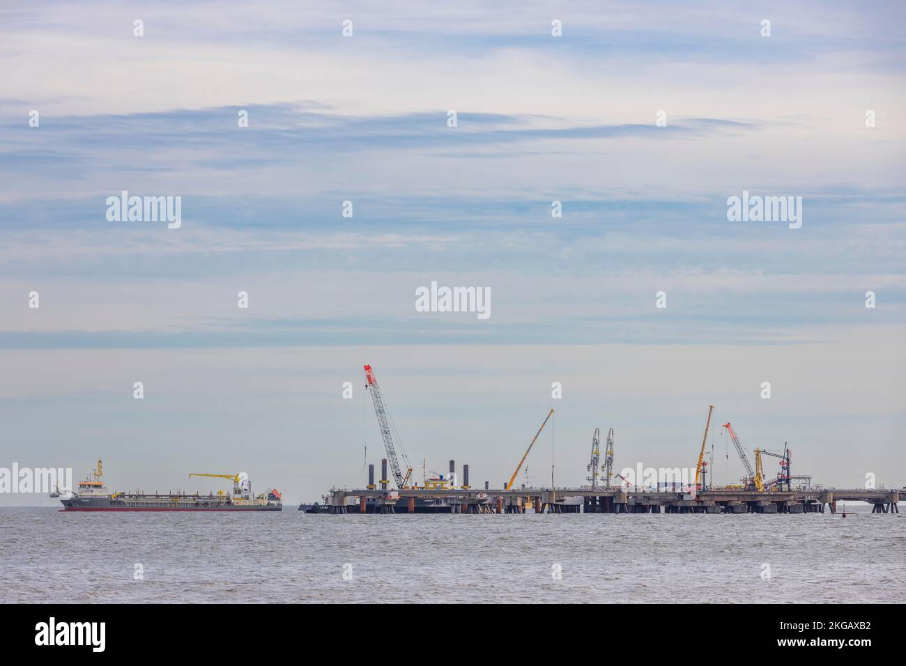 Construction site of the Uniper LNG (liquid natural gas) terminal on ...