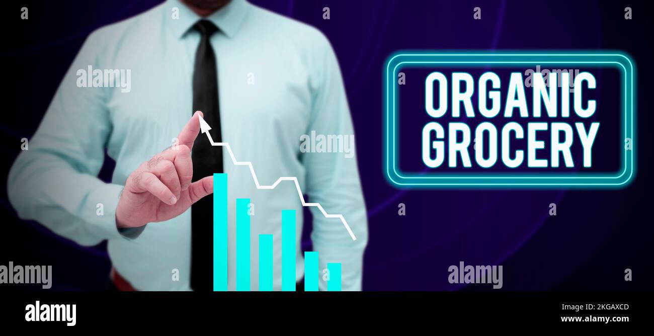 Writing displaying text Organic Grocery. Conceptual photo market with ...