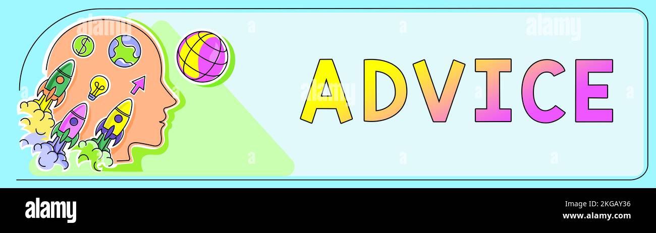 Conceptual caption Advice. Business idea guidance or recommendations ...