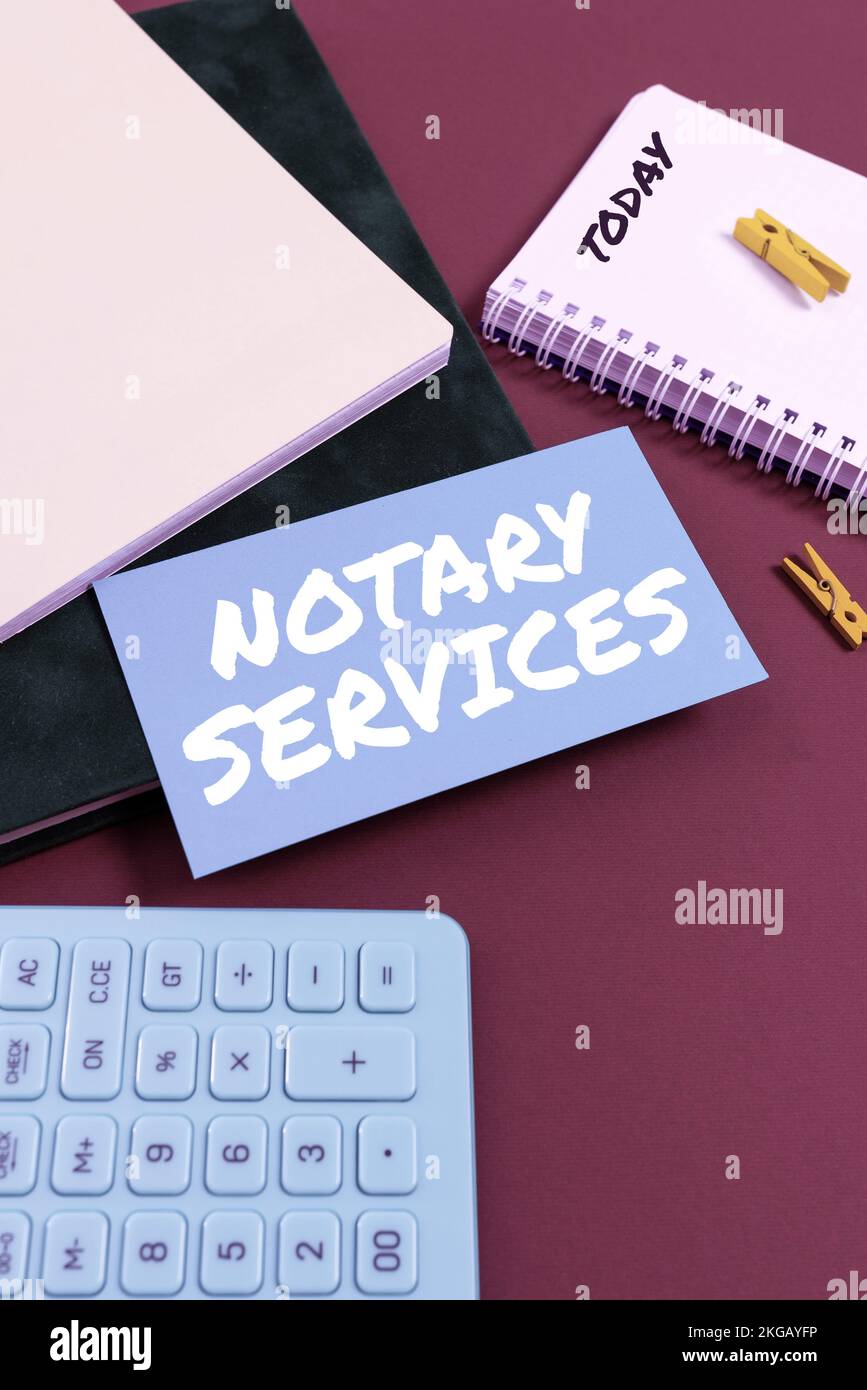 Writing displaying text Notary Services. Concept meaning services ...