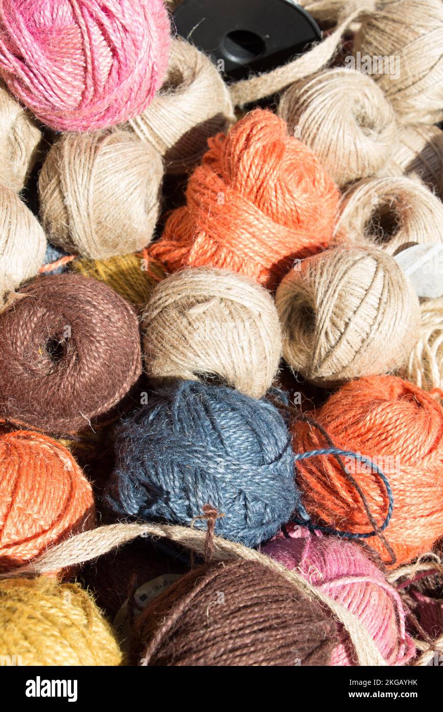 Spool of linen rope in a market place Stock Photo - Alamy