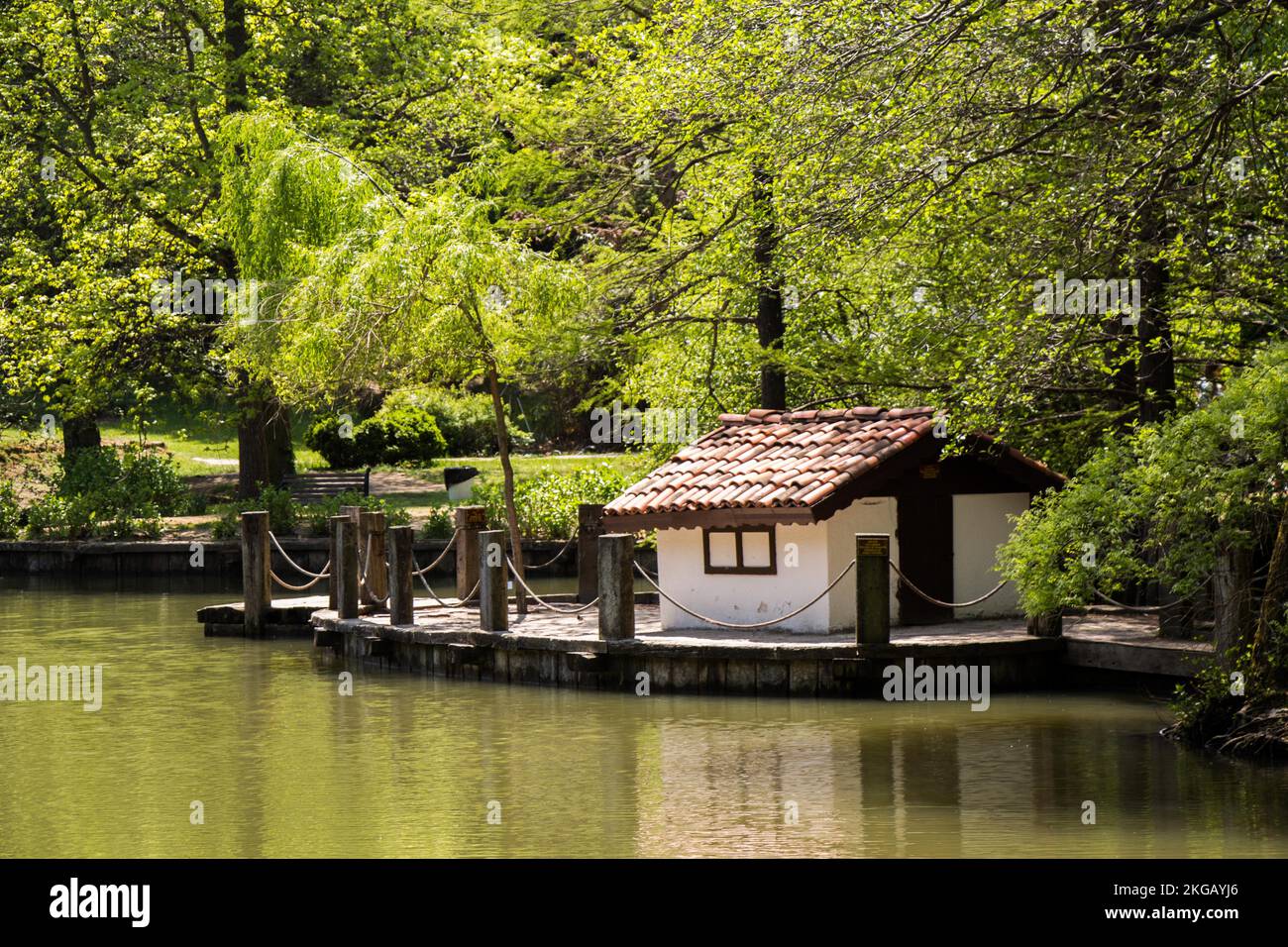Little hut for shelter made in simple style in view Stock Photo - Alamy