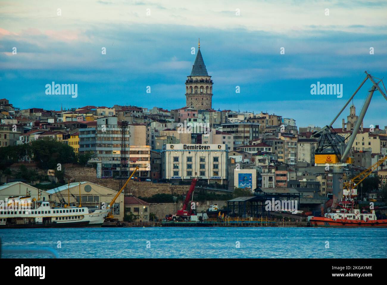 Galata Tower view from Golden Horn coast on display Stock Photo - Alamy