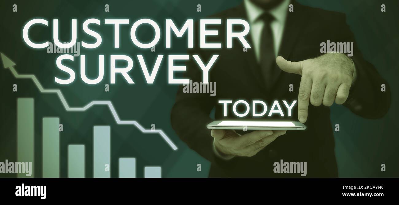 Conceptual caption Customer Survey. Business approach source to obtain ...