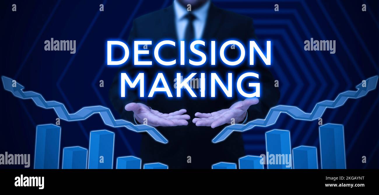 Sign displaying Decision Making. Business overview process of making ...