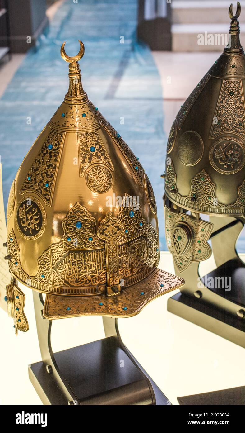 Decorative metal Helmets Of Warriors Of Turkish Ottoman empire Stock ...