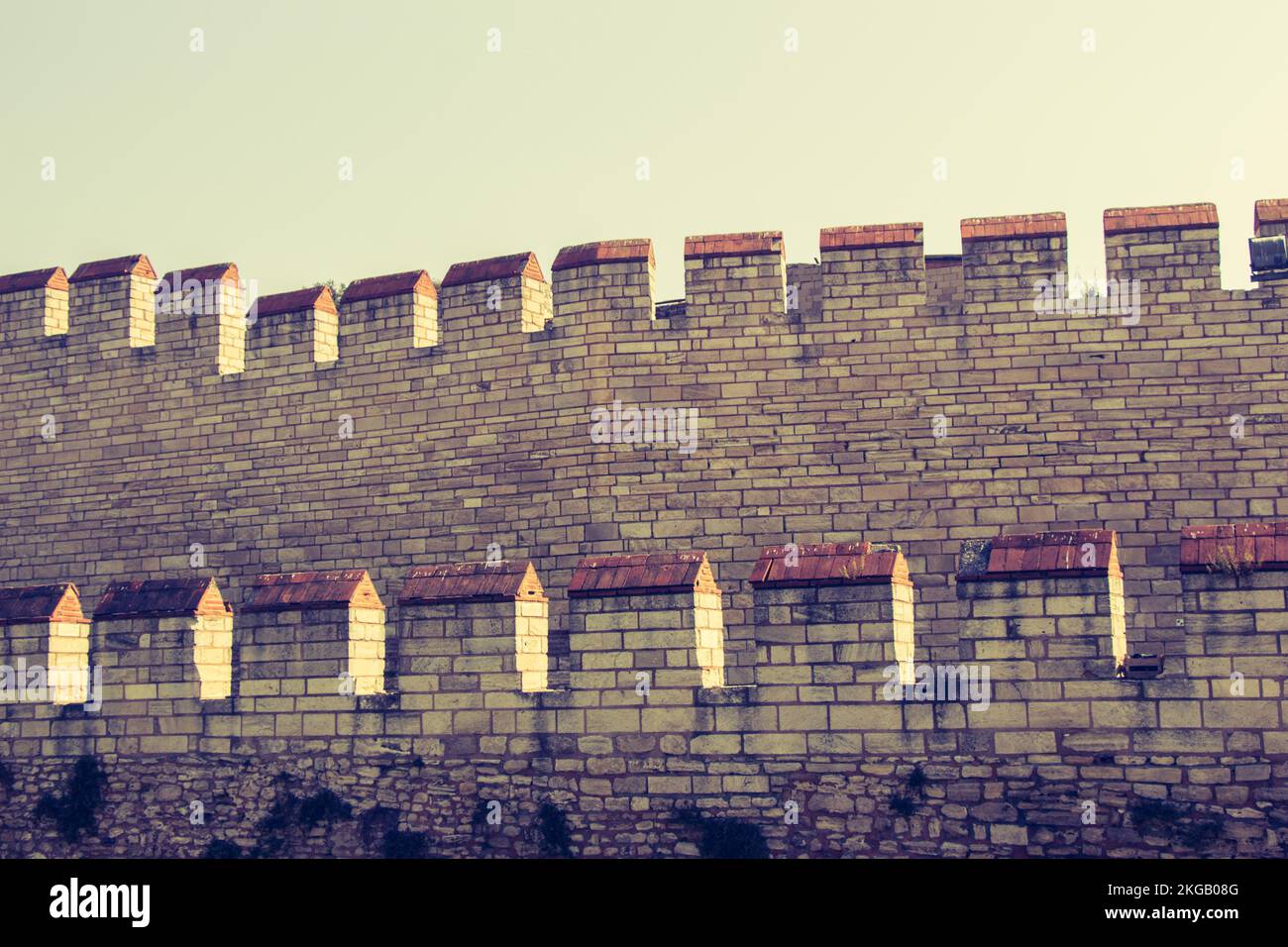 The ancient city walls of Constantinople in Istanbul, Turkey, Asia ...