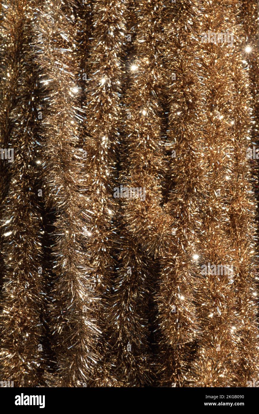 Bunch of gold colored Christmas decorations in the view Stock Photo - Alamy