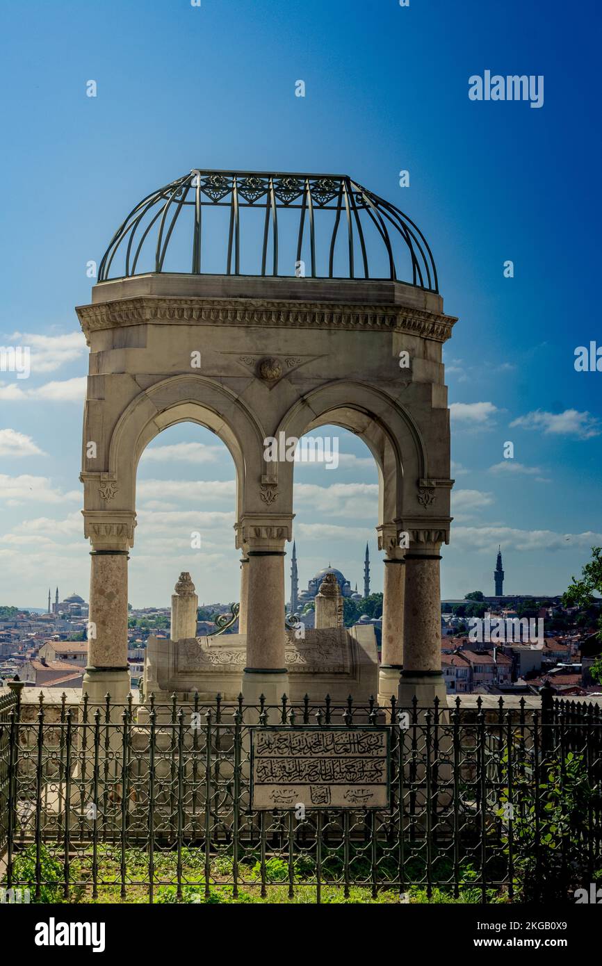 Ottoman style decorative art in marble tomb in cemetery Stock Photo - Alamy
