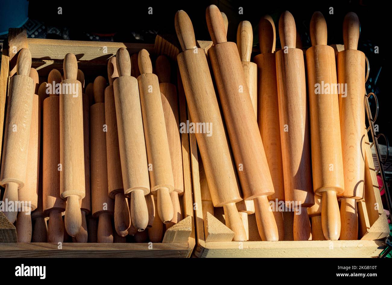 Rolling pins made of wood Stock Photo - Alamy