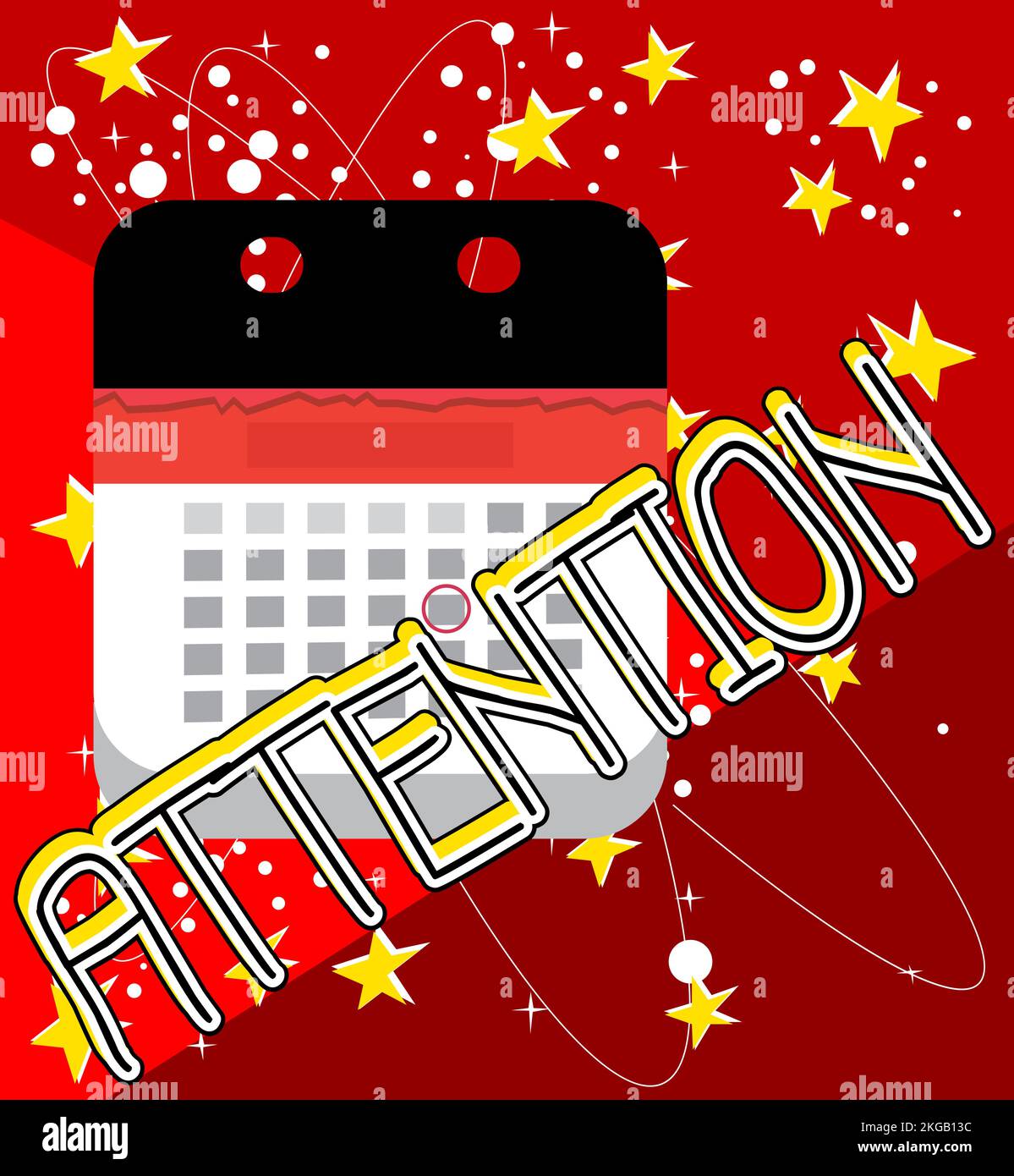 Attention text with Calendar. Cartoon vector illustration Stock Vector ...