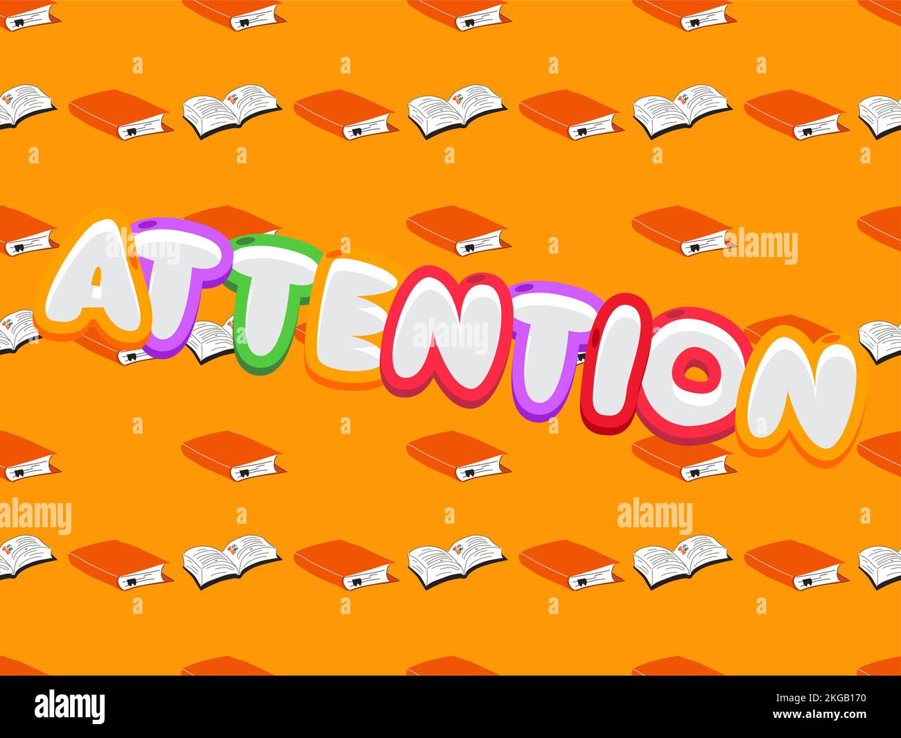 Attention word on a book, cartoon vector illustration Stock Vector ...
