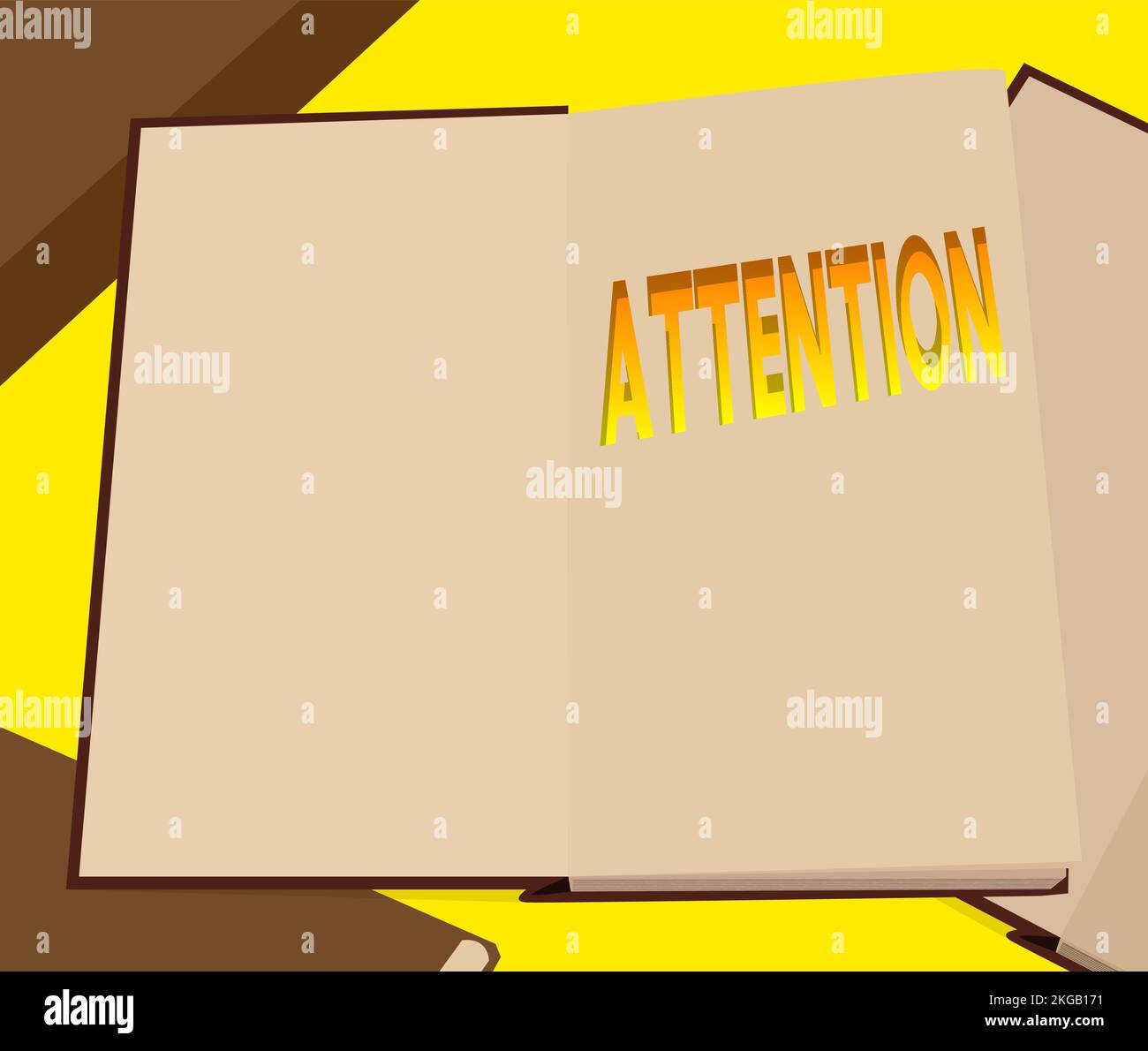 Attention word on a book, cartoon vector illustration Stock Vector ...