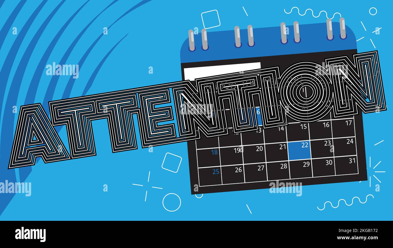 Attention text with Calendar. Cartoon vector illustration Stock Vector ...