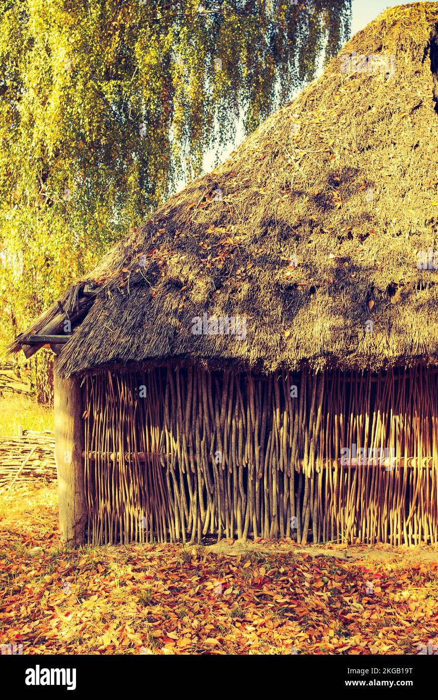 Little hut for shelter made in simple style in view Stock Photo - Alamy