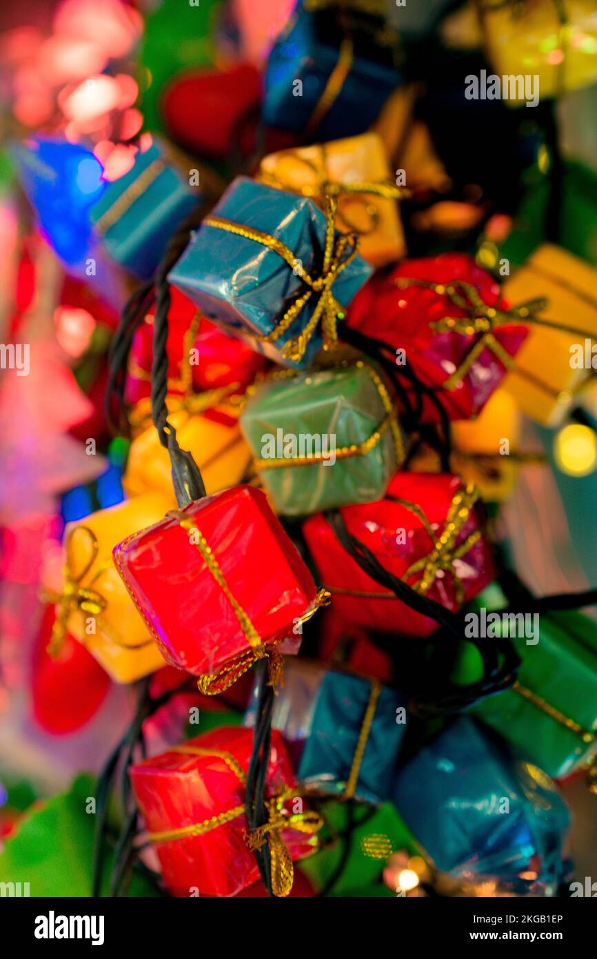 Set of multi color Gift boxex in the view Stock Photo - Alamy