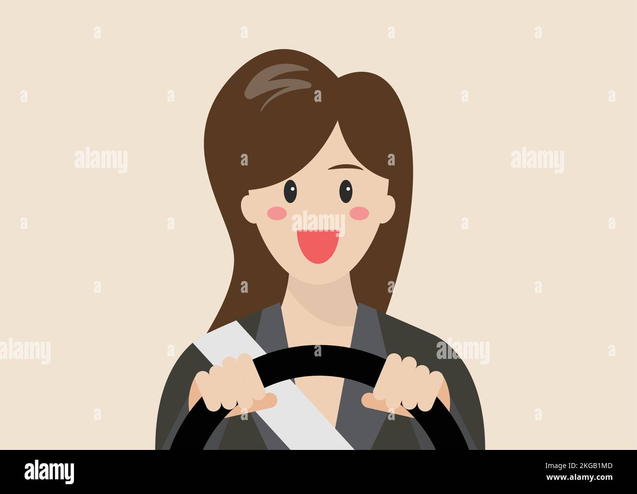 Furious business woman driving a car. vector illustration Stock Vector ...