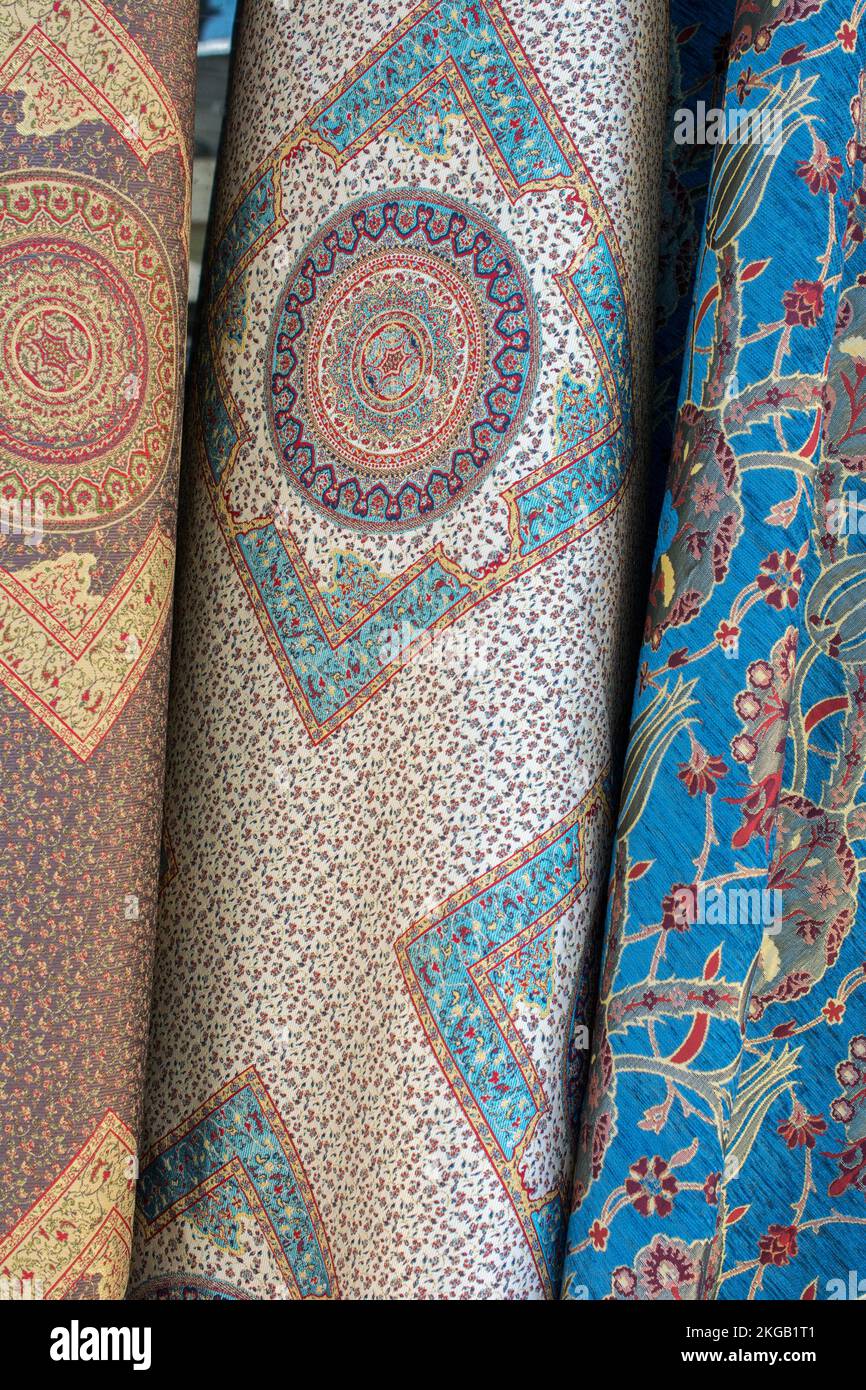 Examples of colorful fabric of various color and type Stock Photo - Alamy