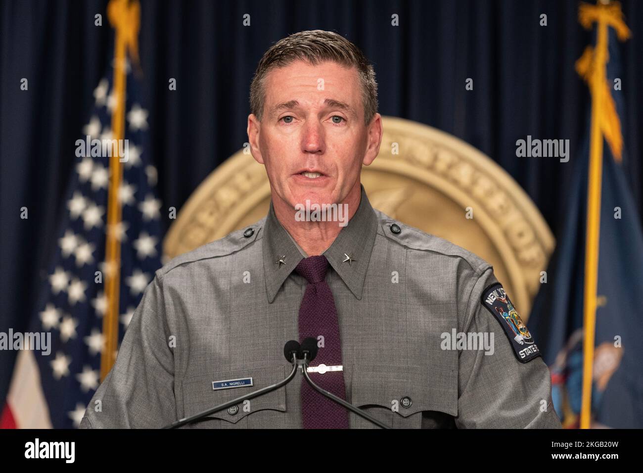 NYS Police Acting Superintendent Steven Nigrelli speaks after Governor ...