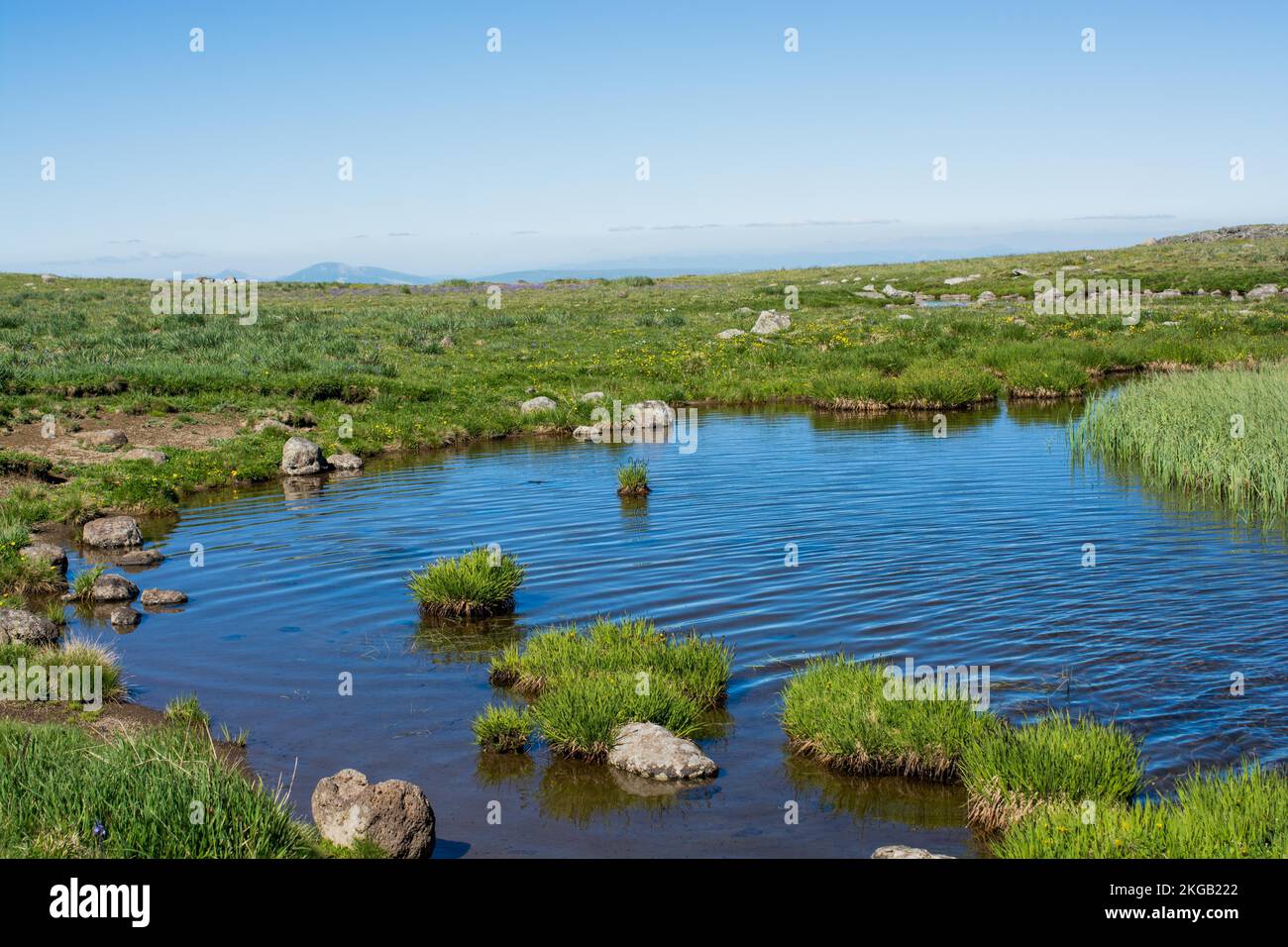 Highland lake in green natural background in Artvin province of Turkey ...