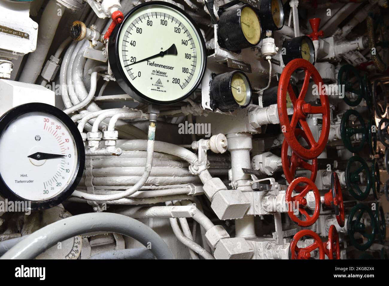 Depth gauge in a submarine in Kiel, Schleswig-Holstein, Germany, Europe ...