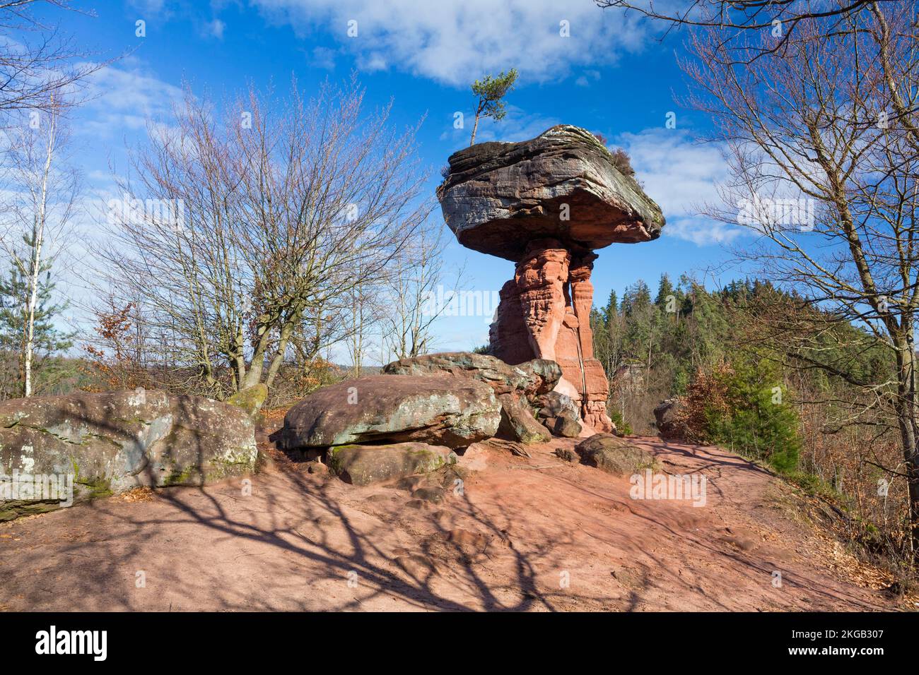 Devil?s Table, Mushroom shaped rock, Hinterweidenthal, Palatinate ...