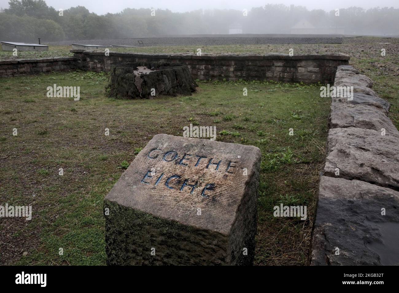 Memorial stone for the Goethe Oak at beech forest Concentration Camp ...