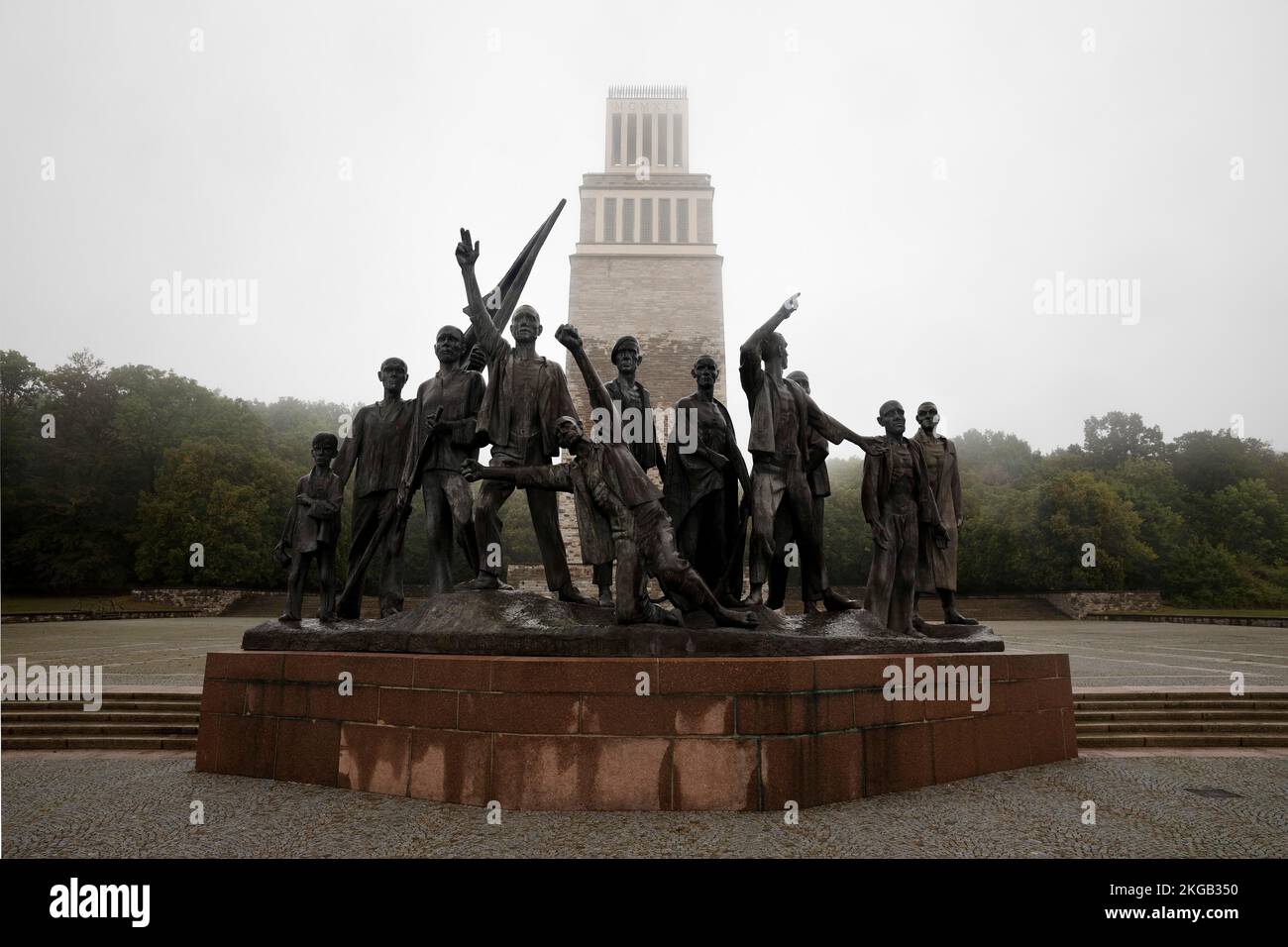Beech forest Memorial, group of figures by Fritz Cremer with the bell ...