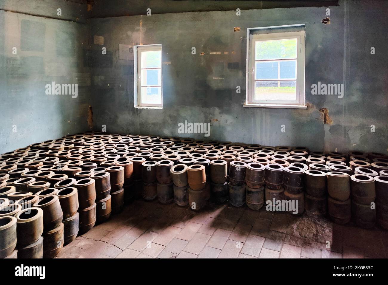 Mortuary with urns in the crematorium, former beech forest ...