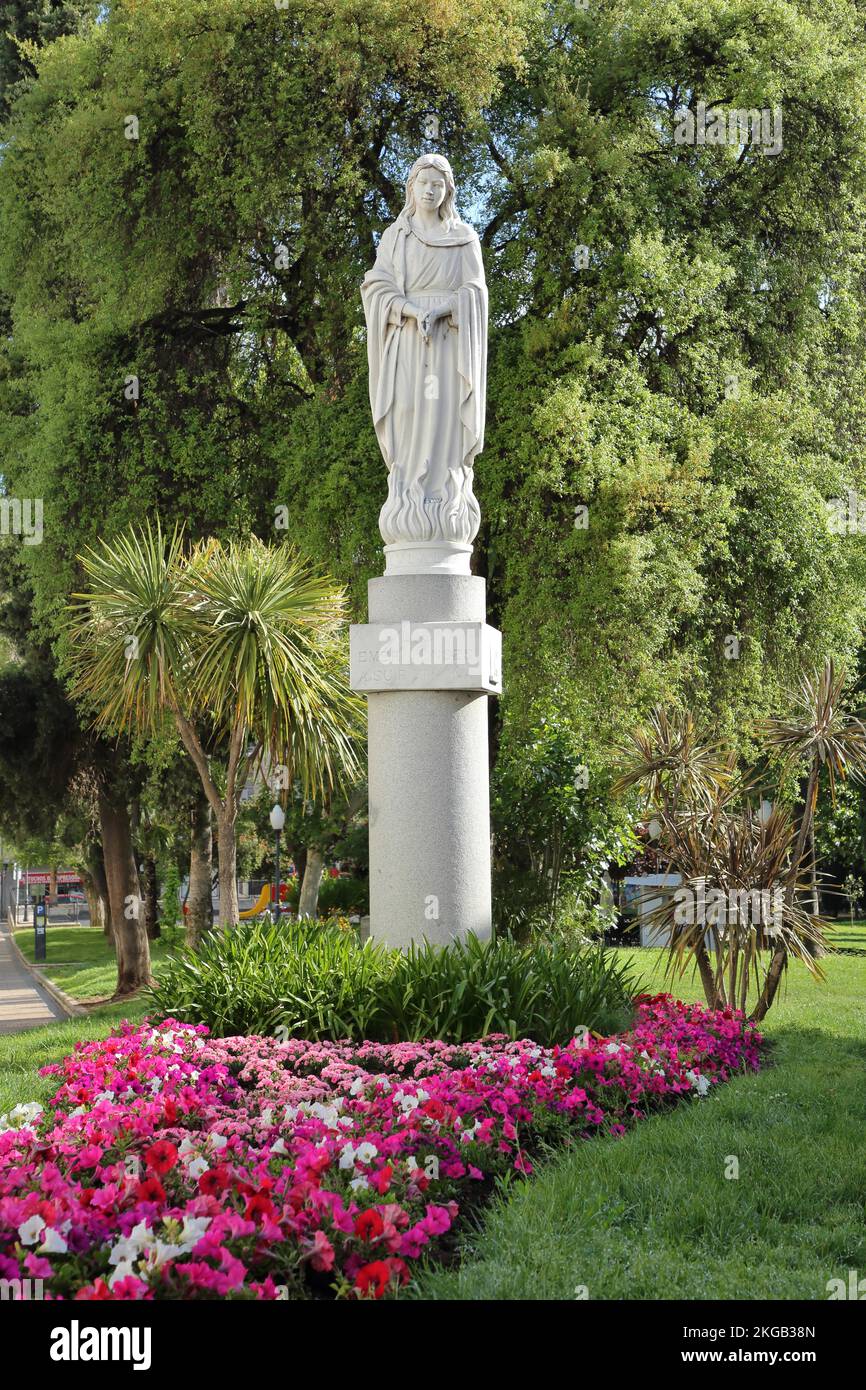 Madonna figure in the Parque de la Rambla de Santa Eulalia in Merida ...