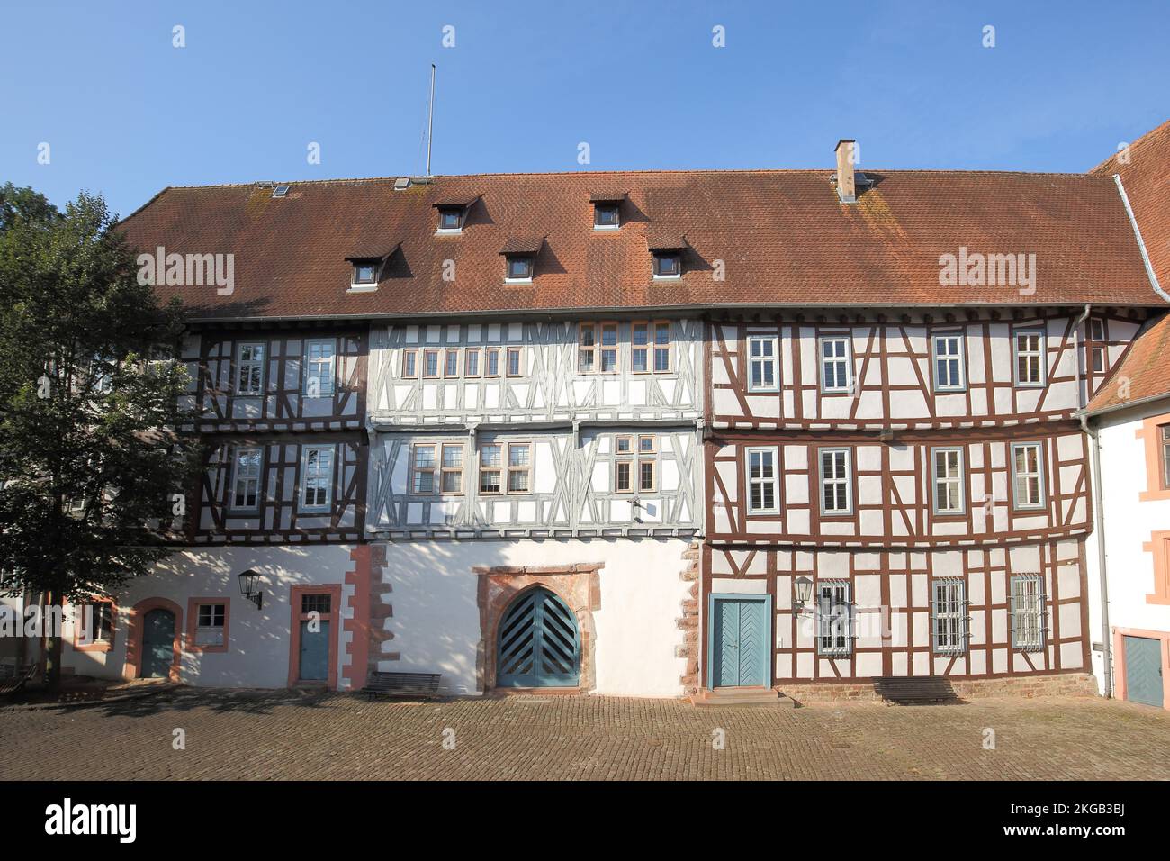 Half-timbered house cellar in the courtyard of the castle in ...