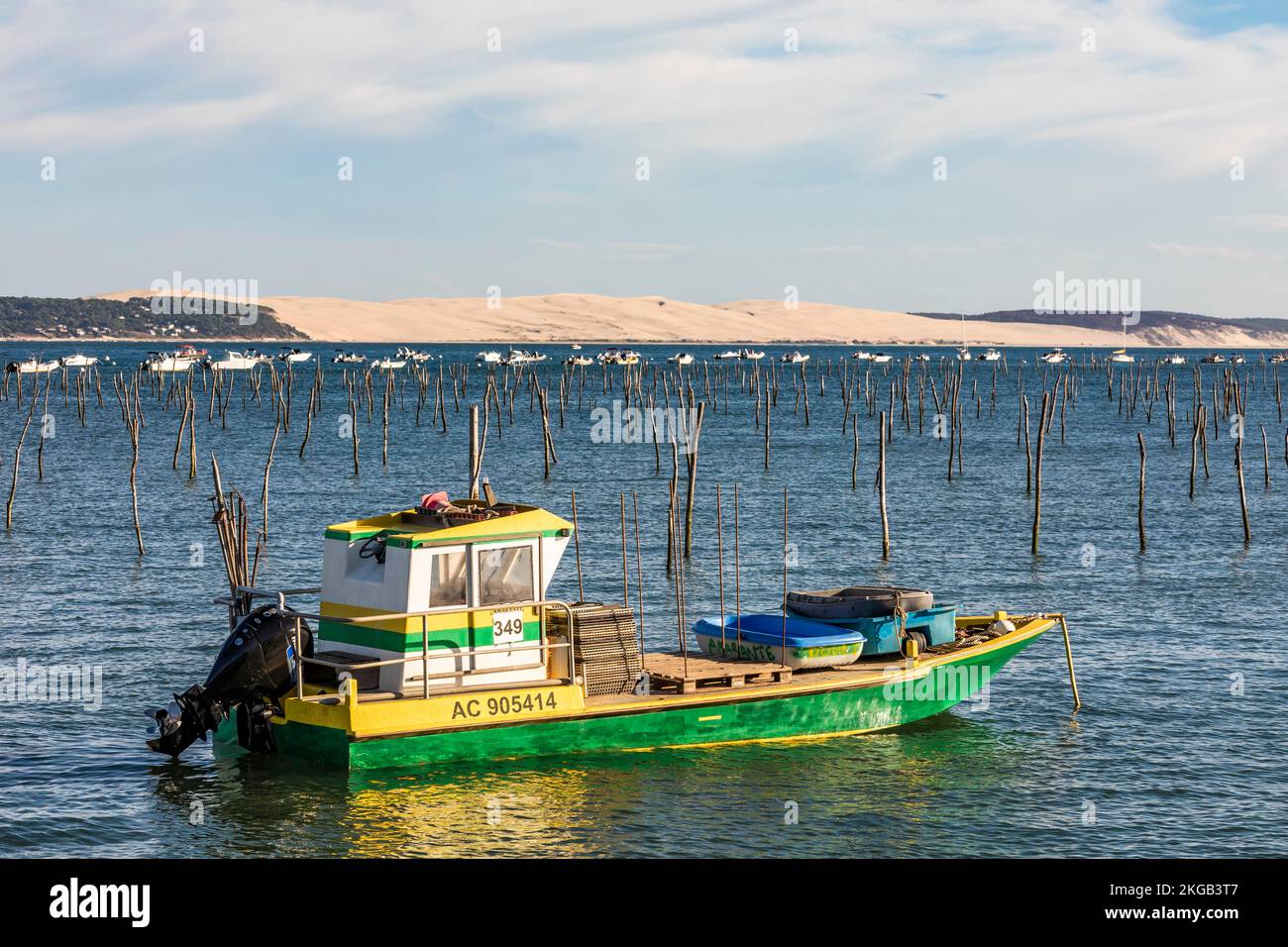 Oyster boat for oyster farming in Cap Ferret, Dune du Pilat, Lège-Cap ...