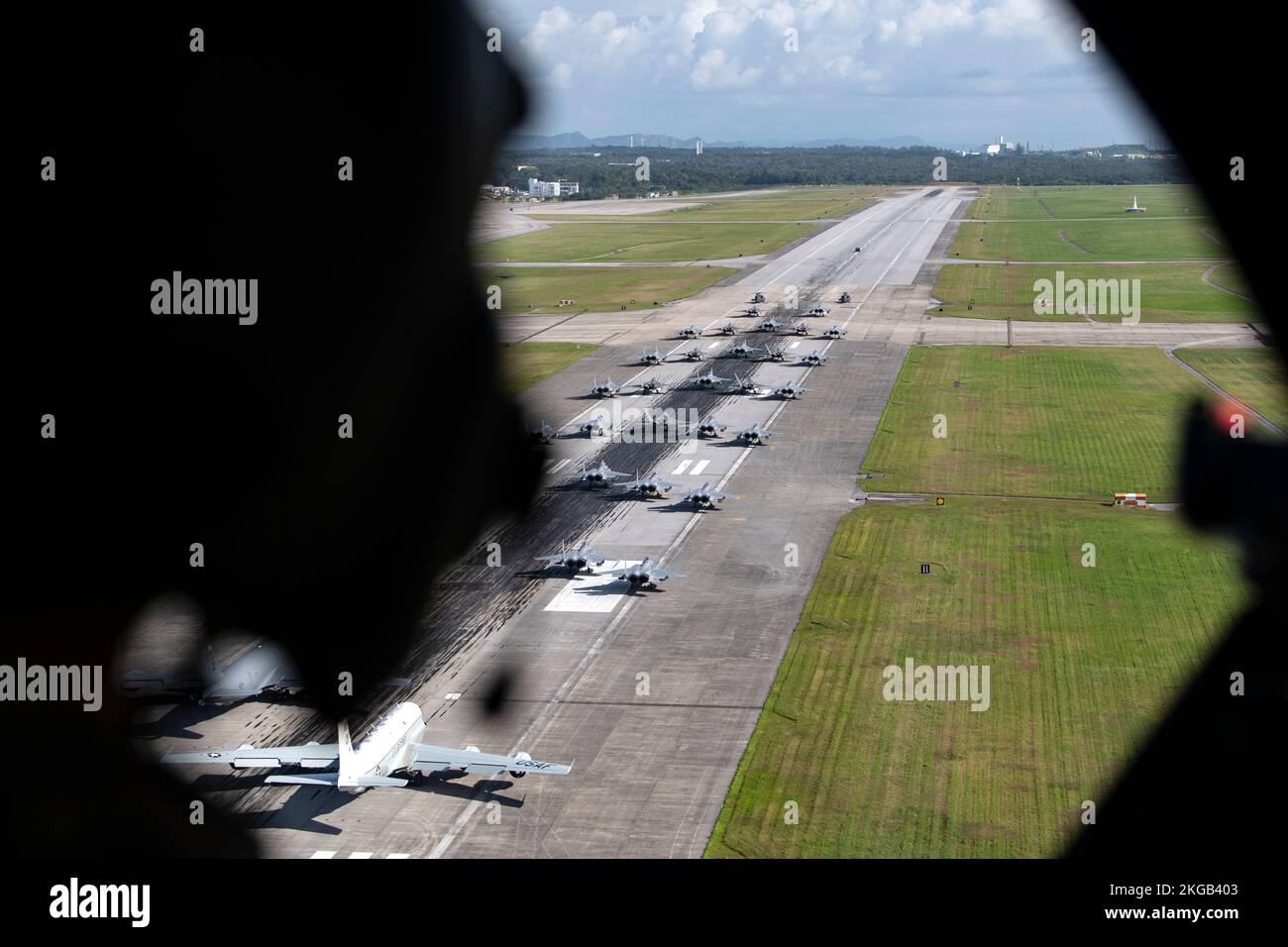 U.S. Air Force aircraft line up on the runway for a capabilities ...